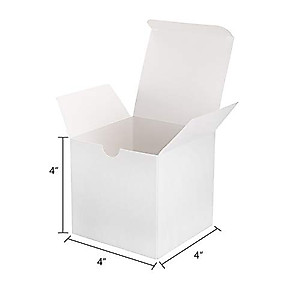 Jucoan 100 Pack White Paper Gift Boxes with Lids, 4 x 4 x 4 Inch Paper Gift Wrap Box for Wedding, Bridesmaids Proposal, Birthday, Mother's Day, Christmas Gift
