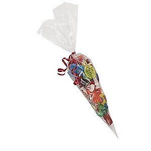Unique Cone-Shaped Party Cellophane Bags, 17.75" x 7.37", Clear