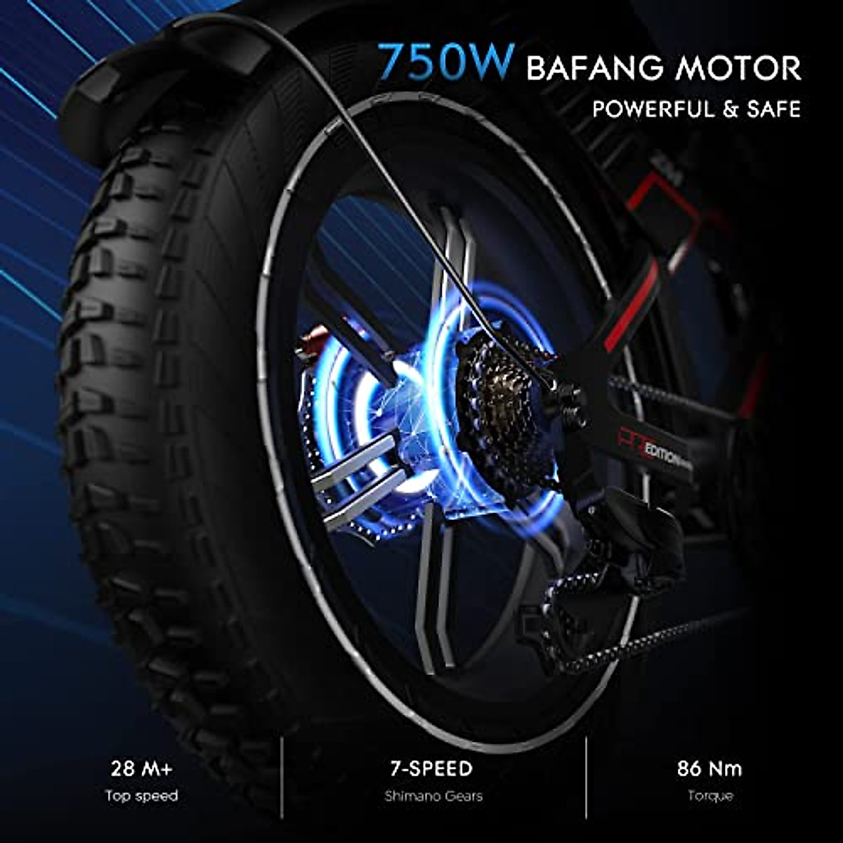 G-Force ZM Electric Bike with 750W Motor,20" x 4" Fat Tires Electric Bicycle for Adults with 48V 33.5Ah/20Ah Removable Battery,Extra-Long Range, 28 MPH,Shimano 7 Speed System,Dual Hydraulic Brakes