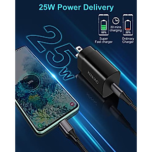Galaxy S23 S22 S21 Super Fast Charger Type C, 25W PD USB C Wall Charger Fast Charging Block/Car Charger for Samsung Galaxy S23/S23 Ultra/S23+/S22/S21/S20/Plus/5G/FE, Note 20/10, 2X 3FT USB-C Cable