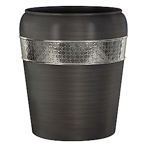 nu steel Oil Rubbed Bronze FM8H Flannel Mod Collection Wastebasket, Round Vintage Trash Can for Bathroom, Bedroom, Dorm, College, Office, 9.4" x 9.4" x 9.8",Metal Finish