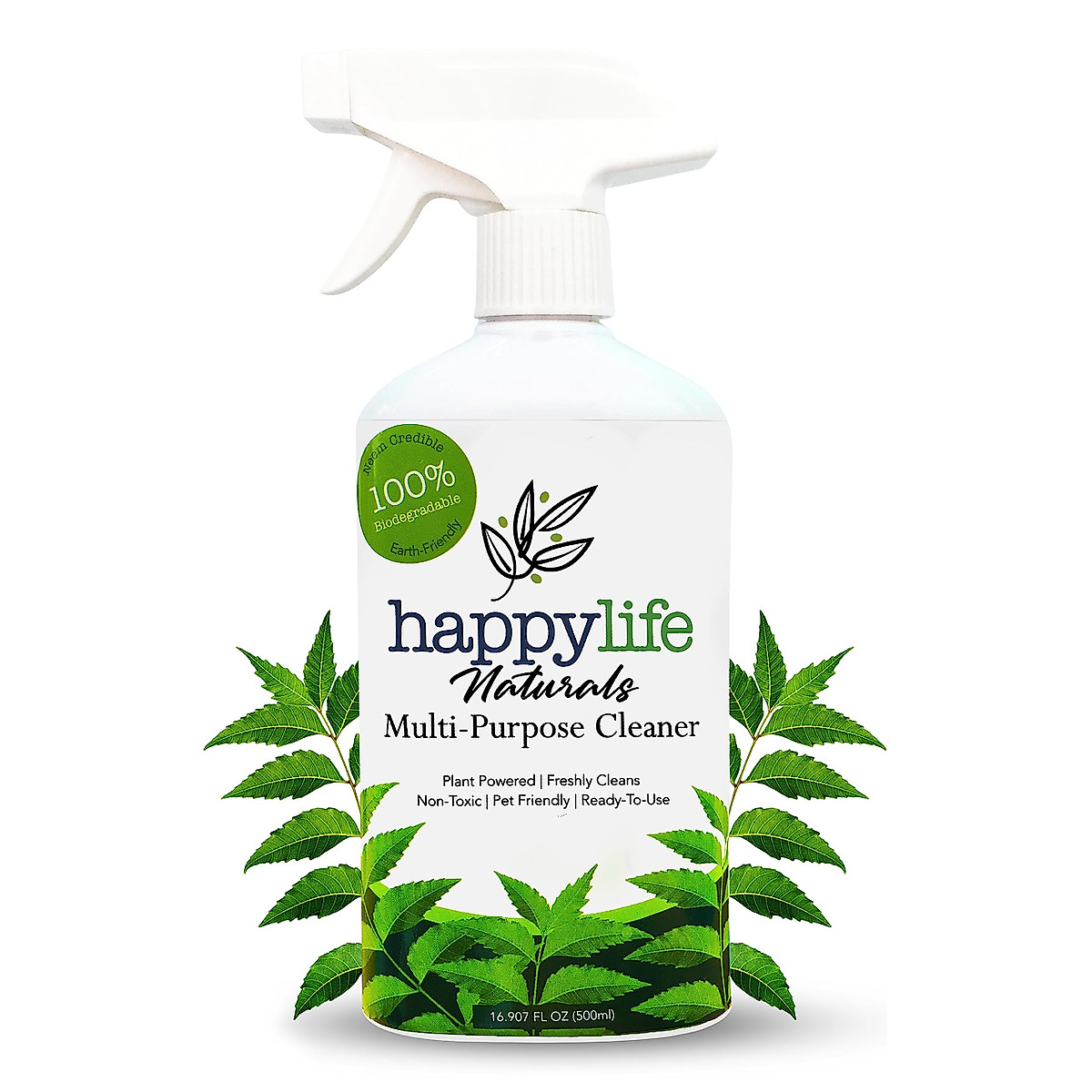 Happy Life Naturals - All purpose cleaner - natural household supplies - all purpose cleaning cleaning spray - Plant-based formula, multipurpose cleaner, kids and pets friendly, 16.9 Fl oz