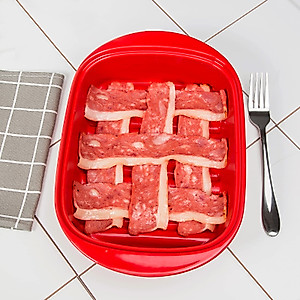 ZFJ Ceramic Microwave Bacon Maker with Lid-Bacon Tray for Microwave Cooking-Make Crispy Bacon in few Minutes