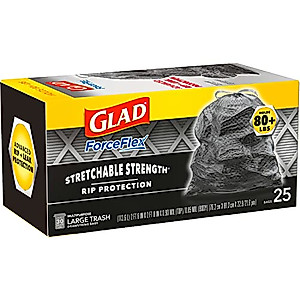 Glad Large Drawstring Trash Bags, ForceFlex 30 Gallon Black Trash Bags, 25 Count