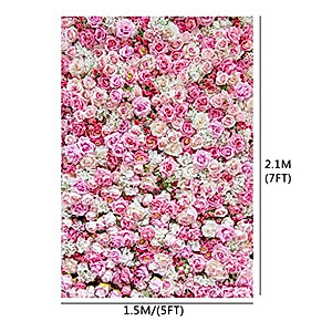 ZSEDP 1.5x2.1m 5x7ft Wedding Rose 3D Flowers Wall Studio Backdrop Photography Photo Background Cloth Party Weding Decor