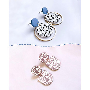 Puocaon Boho Clay Silk Screen - 8 Pcs Paisley Silk Screen Stencils for Polymer Clay Jewelry, Reusable Screen Stencils for Polymer Clay Earrings Making, Mystic Boho Polymer Clay Silk Screen Stencils