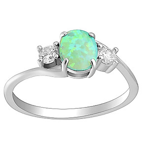 Ginger Lyne Collection Addy Purple Oval Opal Sterling Silver CZ Ring Size 9