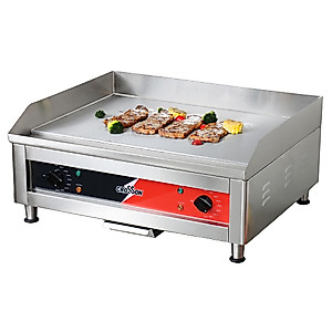 CROSSON 24"*16" Commercial Electric Countertop Griddle,Flat Top Heavy Duty Griddles with Non-Stick 2/5" Thick Iron Cooking Plate for Restaurant use-120V/3500W,Spatula Bonuses