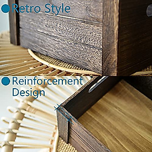 REVOLUMINI Decorative Wooden Crate,Set of 4 Rectangle Storage Boxes, Nesting Storage Crates with Handles,Crates for Storage,Wooden Storage Bins (Brown)