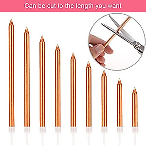 50 Pieces Rose Gold Birthday Candles Long Thin Metallic Birthday Candles Cake Cupcake Candles with Holders for Birthday Wedding Halloween Christmas Party Cake Decorations Supplies()