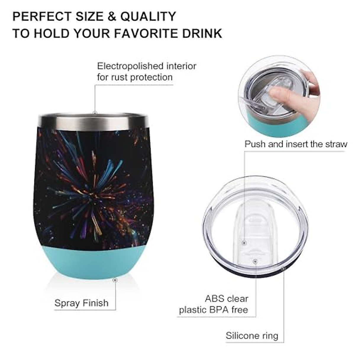 Fireworks Insulated Tumbler with Lid Stainless Steel Coffee Mug Cute Wine Tea Water Cup Green-style