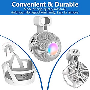 CUHIOY Homepod Mini Wall Mount Holder, Homepod Mini Plug Mount with Cord Management, No Messy Wires or Screws, Perfect Space-Saving Accessories (White, 1 Pack)