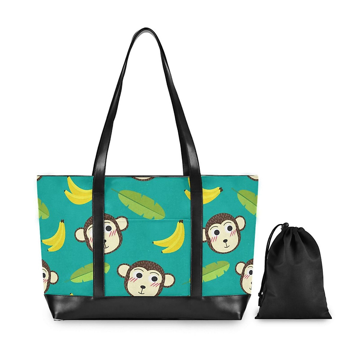 Monkey Laptop Tote Bag for Women Work Travel Bag Canvas Teacher Tote Bags Handbags Purse with Zipper