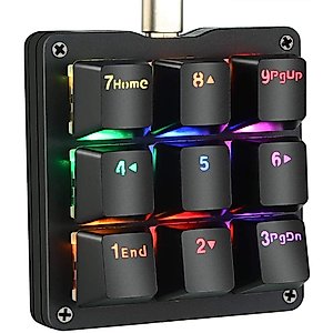 Macro Keypad 9 Keys Mechanical Keyboard Mini One Handed RGB Backlit Portable Programmable Single-Handed Gaming Keypad for OSU Electric Contest Game PC Laptop MAC Win Geeker Outemu