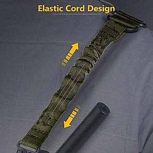 CVLIFE Rifle Sling with 2 Pack Anti-Rotation Sling Swivels,Adjustable Length Two Point Sling Elastic Cord Design Traditional Sling for Outdoor Green