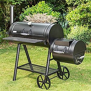 MFSTUDIO Heavy Duty X-Large Charcoal Grill Offset Smoker, 942 sq.in. Cooking Area, For Outdoor Camping Family & Friends Gathering, Black