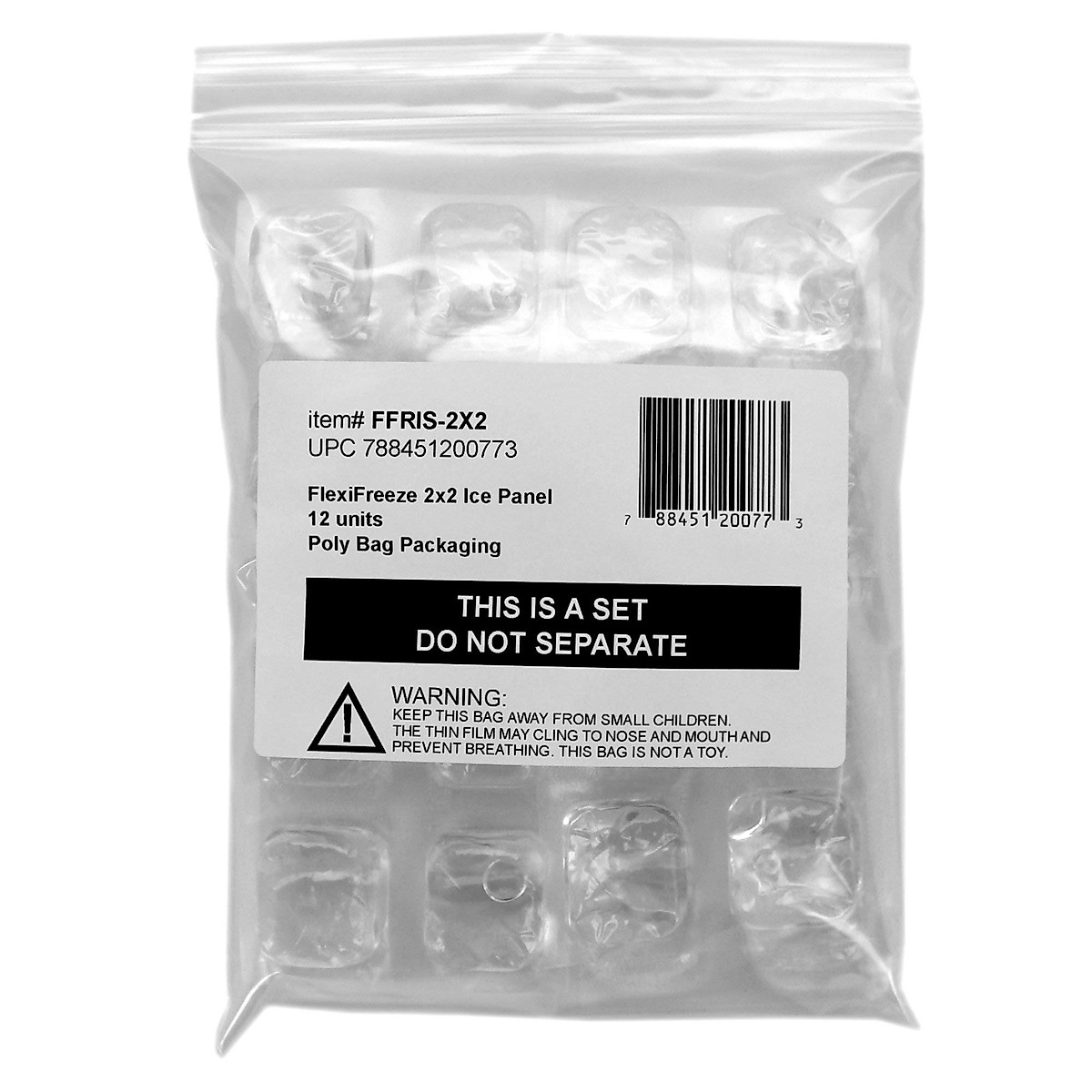 Lunch Ice Pack - 2x2 FlexiFreeze Reusable Ice Sheets for Lunch Box Bag or Tote - 12 Pack