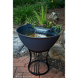 Aquascape Pond and Waterfall Kit AquaGarden Container Water Garden, Steel Gray