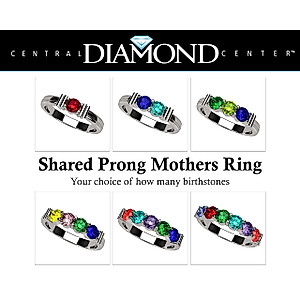 Central Diamond Center Shared Prong Mothers Birthstone Family Ring with 1-6 Birthstones, Birthstone 1, Size 7.5