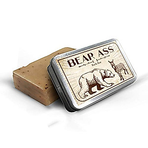 Bear Ass Bath Bar - Funny Vintage Bear and Donkey Design - Novelty Bath Soap for Men - Coffee Soap, Handcrafted, Made in the USA, Contains Real Ground Coffee