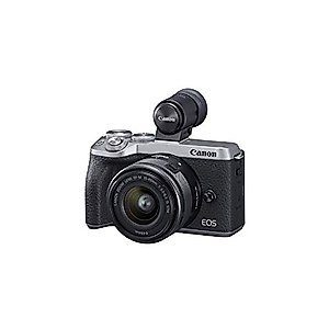 Canon EOS M6 Mark II Mirrorless Digital Compact Camera + EF-M 15-45mm F/3.5-6.3 is STM + EVF Kit, Silver