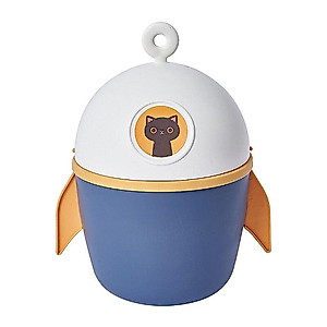 ESD HSDMYSH Cute Rocket Desktop Trash Can Countertop Trash Can Tabletop Trash Can Mini Garbage cans for Bedroom Living Room Bathroom Small Wastebasket Shake Lid (Blue)