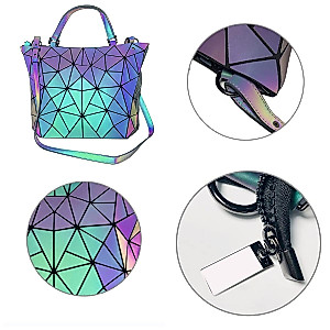 Geometric Luminous Purses and Handbags Holographic Reflective Crossbody Bag Irredescent Flash Rainbow Tote B3 (Rainbow)