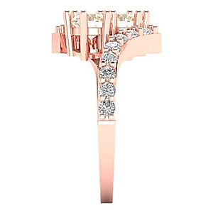 Clara Pucci 1.98 ct Round Cut 2 stone Solitaire Natural Brown Morganite Engagement Promise Anniversary Bridal Ring 18K Rose Gold 10.5