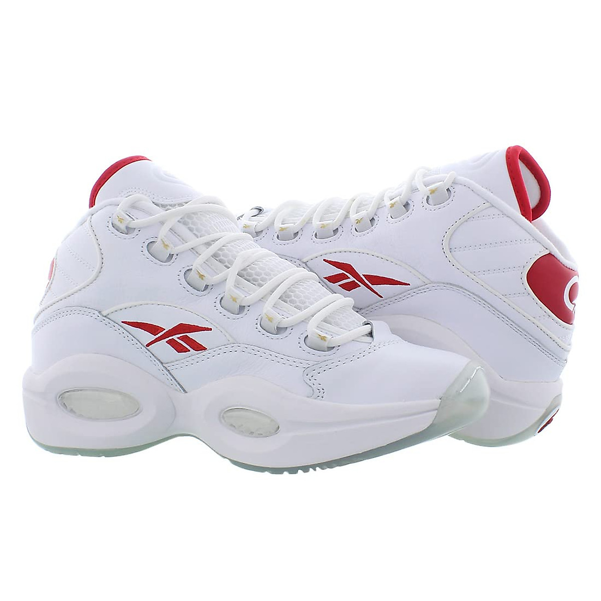 Reebok Question Mid Unisex Shoes Size 9, Color: Footwear White/Vector Red