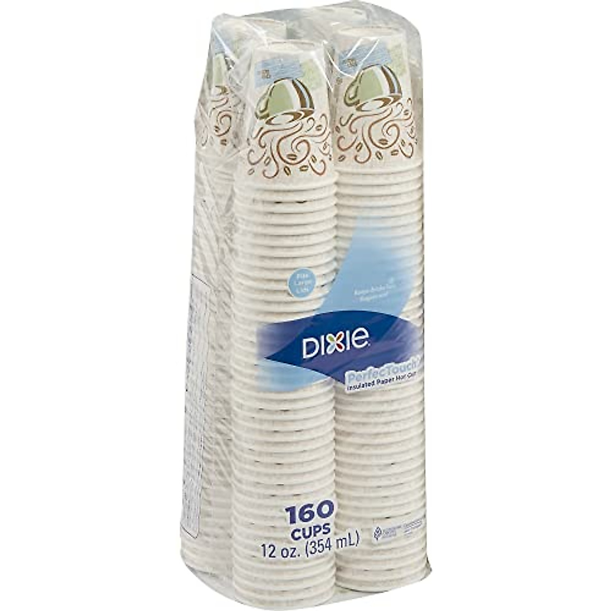 Dixie PerfecTouch 12 oz. Insulated Paper Hot Coffee Cup by GP PRO (Georgia-Pacific), Coffee Haze, 5342CDSBP, 160 Cups Per Case, Coffee Haze Design