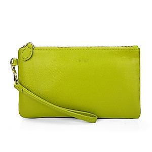befen Yellow Women Genuine Leather Wristlet Clutch Wallet Purse Clutch Purses for Women - Lemon