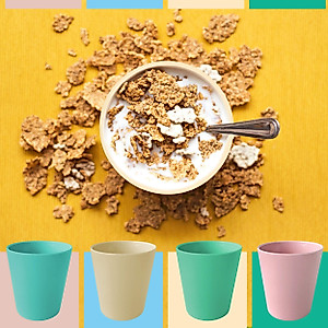 Shopper Goods Bamboo Cups Kids Toddler Multi-Color (4 Pack / 10 Oz)