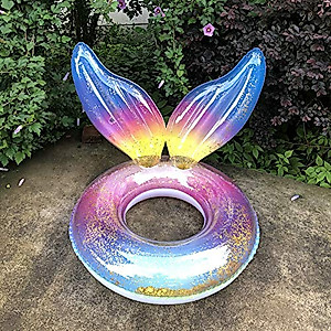 Inflatable Mermaid Pool Float - 2020 Floaties for Adults Pool Float Swimming Ring Pool Float Inner Tube Outdoor Beach Party Play Pool Water Toy for Adults