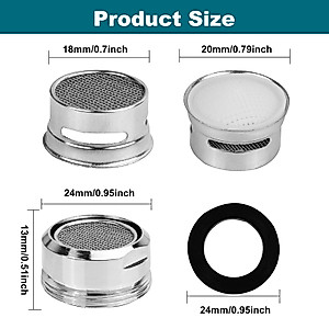 Wozoohyi Faucet Aerator 6PCS Sink Aerator Replacement Parts, 2.2 GPM Kitchen Sink Aerators Regular Standard,Bathroom Sink Aerator with Gasket,Kitchen Sink Aerators (A-Silver 6Pcs)