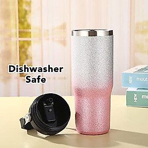 Jayvee 30oz Stainless Steel Tumbler with Straw, Vacuum Insulated Water Bottle for Home, Office or Car, Reusable Cup with Straw Leakproof Flip (Pink)