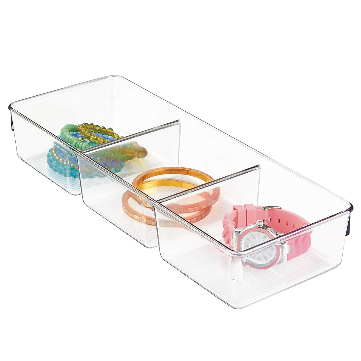 iDesign Linus Plastic Dresser and Vanity Organizer, Storage Bin for Bathroom, Bedroom, Office, Craft Room, Fridge, Freezer, Pantry, 12" x 5" x 3", Clear