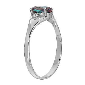 Galaxy Gold GG Size 7.0 14K Solid White Gold Ring with Natural Diamonds & Lab. Grown Alexandrite