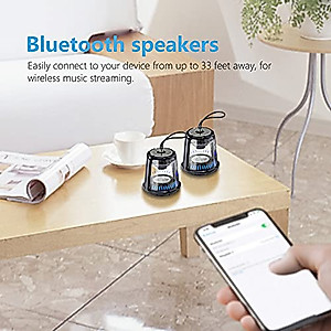 MEGATEK Dual Waterproof Portable Bluetooth Speakers, TWS Wireless Stereo Pairing, Cool LED Lights, 10 Watts Loud 360° HD Sound & Rich Bass, Small Speaker Set for Outdoor, Shower, & Pool (2-Pack)