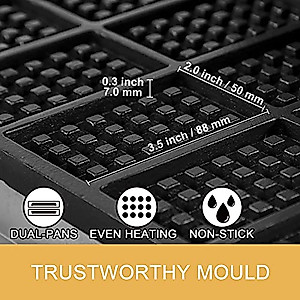 VBENLEM Commercial Rectangle Waffle Maker 10pcs Nonstick Electric Waffle Maker Machine Stainless Steel 110V Temperature and Time Control Heart Belgian Waffle Maker Suitable for Restaurant Snack Bar