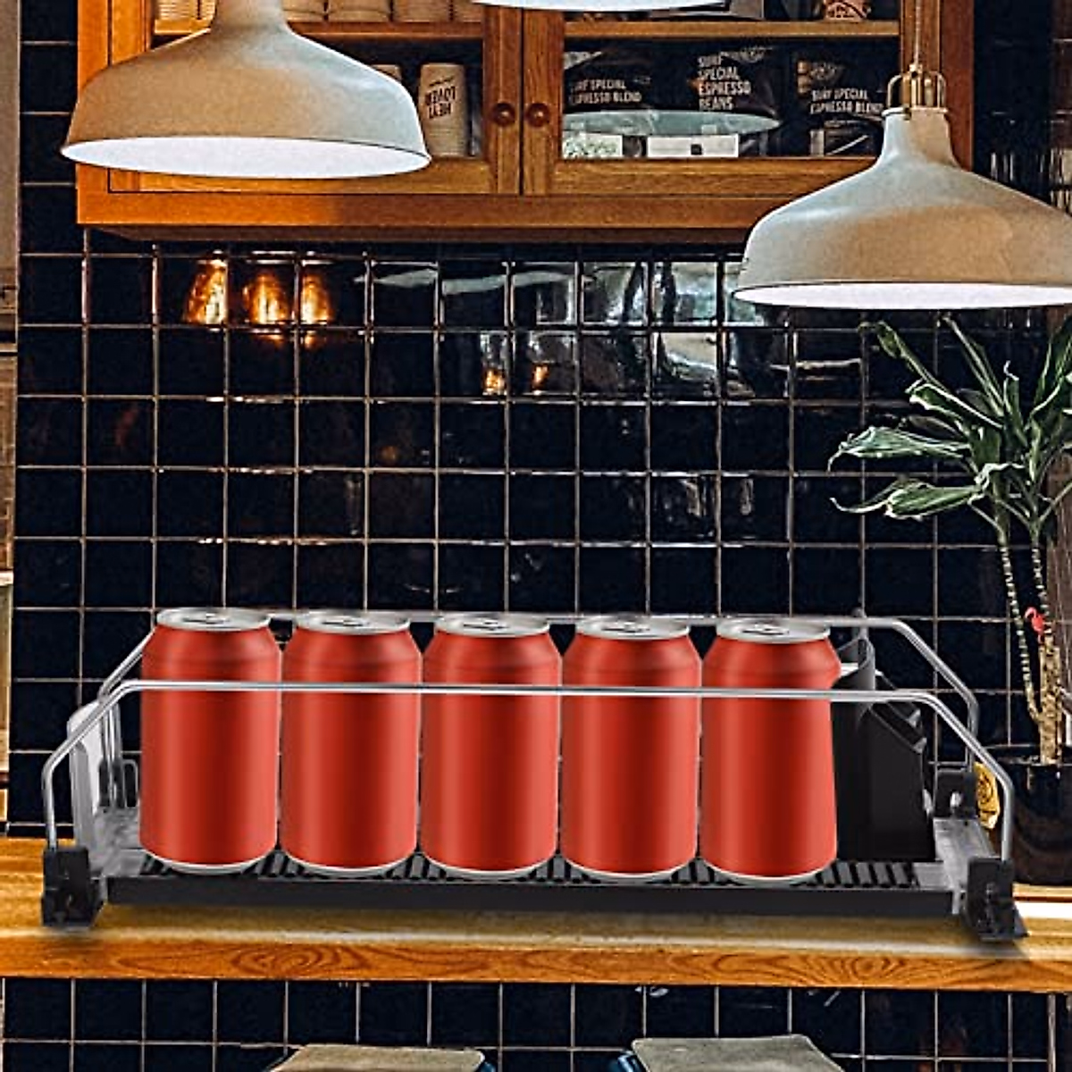 Angoily Convenience Store Drink Propeller Drink Pusher Self-Pushing Soda Can Organizer for Refrigerator Holds up to 5 Cans Beer Can Water Bottle Storage for Pantry,Kitchen