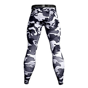 F_Gotal Mens Snow Camouflage Sports Compression Tight Cool Dry Sports Pants Base Layer Running Leggings Yoga Sweatpants
