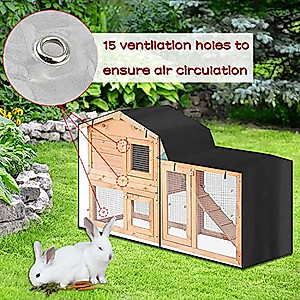Triangle Rabbit Hutch Cover UCARE 420D Oxford Waterproof Rabbit Guinea Pig Animal Hutch Elevated Cover Dust Pet House Bunny Cage Covers (57.9x20.5x33.9in/ 147x52x86cm)