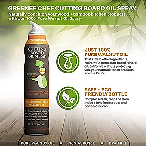Wood Bamboo Cutting Board - Set of 3 - and Food Grade Oil Spray by Greener Chef