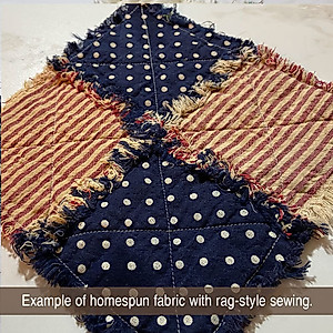 Americana Navy Blue Polka Dot Homespun Cotton Fabric by JCS - Sold by The Yard