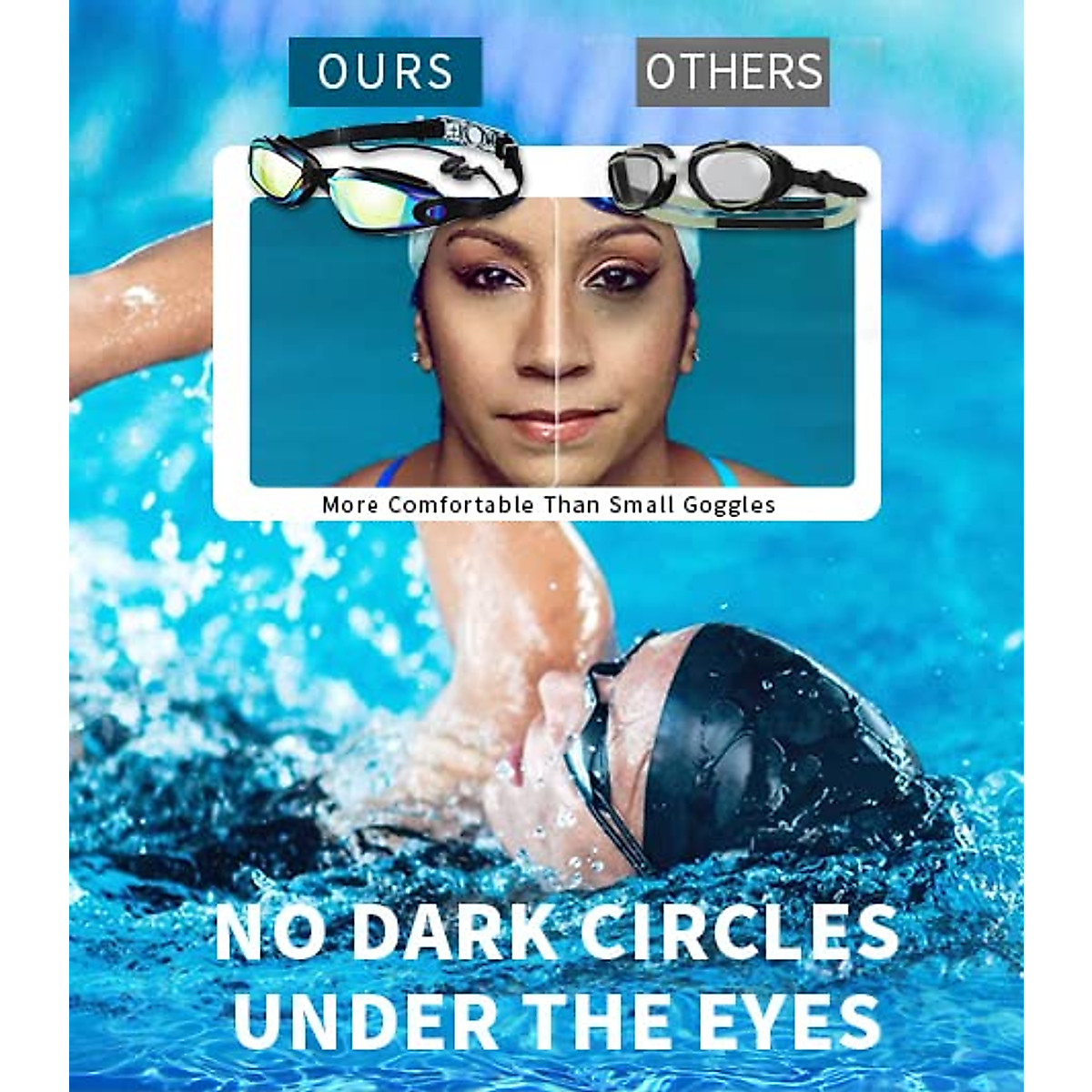 Tomofree Swim Goggles 2 Pack, Swimming Goggles No Leaking Anti Fog&UV Full Protection Swim Glasses with One-piece Earplugs Adult Men Women Youth