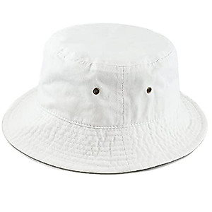 The Hat Depot 300N Unisex 100% Cotton Packable Summer Travel Bucket Sun Fishing Hat (S/M, White)