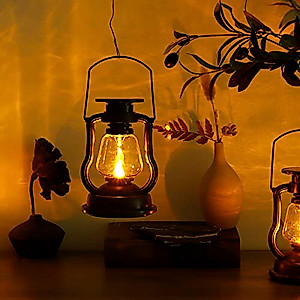 Solar Lantern Outdoor Hanging Solar Lights Dancing Flame Christmas Decor Vintage Led Waterproof Camping Lamps Landscape Decor for Table Patio Garden Yard Pathway Porch (Copper)