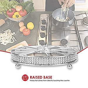 Home Basics Pave Round Non-Skid Trivet | Ornate Design | Diamond Band Around Base | Keep Counter Tops Safe from Scratches | Compact Size for Maximum Counter Space
