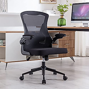 BRTHORY Office Chair Height-Adjustable Ergonomic Desk Chair with Lumbar Support, Breathable Mesh Computer Chair High Back Swivel Task Chair with Flip-up Armrests - Black