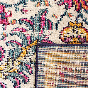 SAFAVIEH Madison Collection Runner Rug - 2'2" x 12', Ivory & Orange, Boho Chic Medallion Distressed Design, Non-Shedding & Easy Care, Ideal for High Traffic Areas in Living Room, Bedroom (MAD447A)